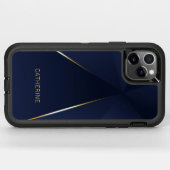 Chic Navy Blue Gold Geometric Personalized Name OtterBox iPhone Case ...