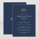Chic Navy Blue Grad Cap Graduation Party Invitation | Zazzle