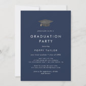 Chic Navy Blue Grad Cap Graduation Party Invitation | Zazzle