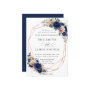Chic Navy Rose Gold Blush Floral Wedding Geometric Invitation | Zazzle
