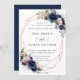Chic Navy Rose Gold Blush Floral Wedding Geometric Invitation | Zazzle