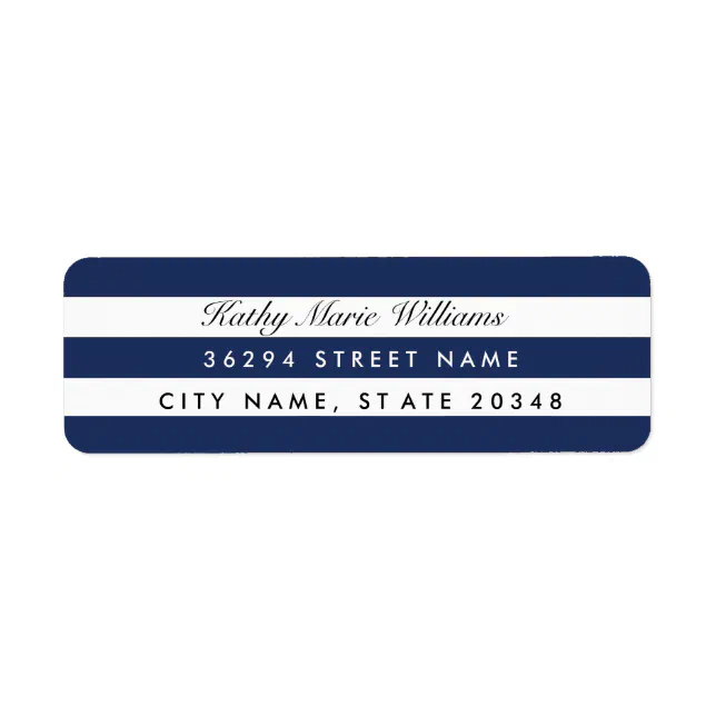Chic Navy Striped Address Labels | Zazzle