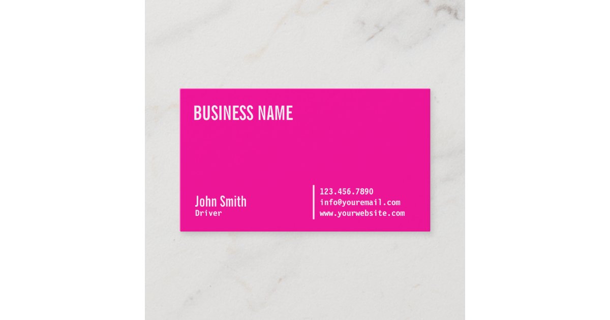 Chic Neon Pink Driver Business Card | Zazzle