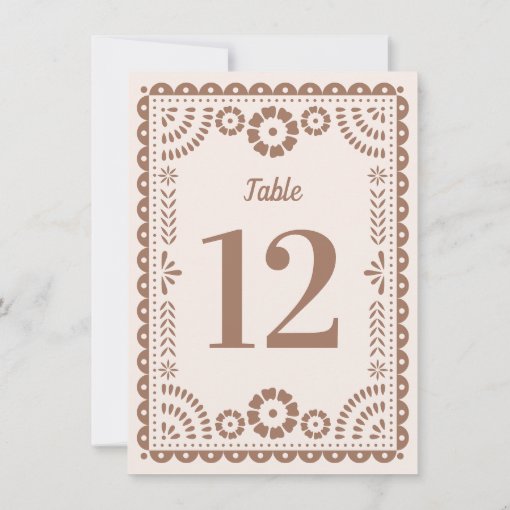 Chic Neutral Papel Picado Wedding Table Numbers | Zazzle