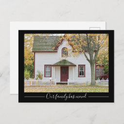 Chic New Home Address Custom House Photo Black Postcard | Zazzle