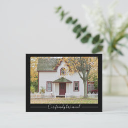 Chic New Home Address Custom House Photo Black Postcard | Zazzle