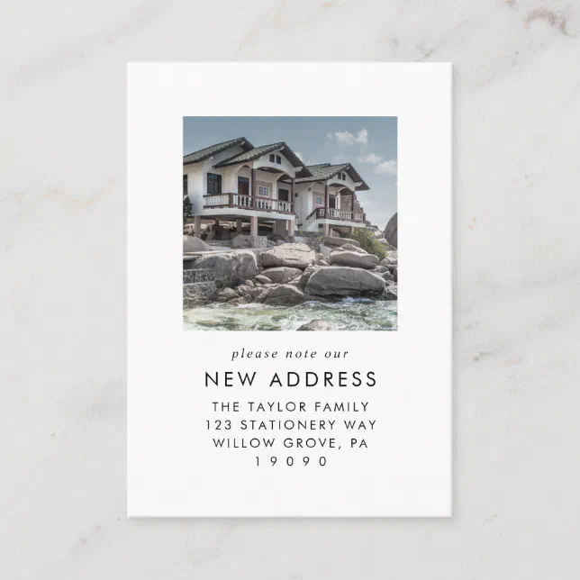 Chic New Home Photo Change of Address Insert Card | Zazzle