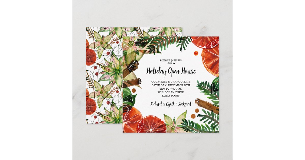 Chic Orange Slices and Cinnamon Christmas Invites | Zazzle