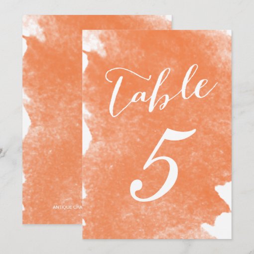 CHIC ORANGE WATERCOLOR TABLE NUMBER CARDS | Zazzle