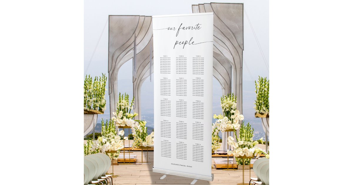Chic Our Favorite People Wedding Seating Chart Retractable Banner | Zazzle