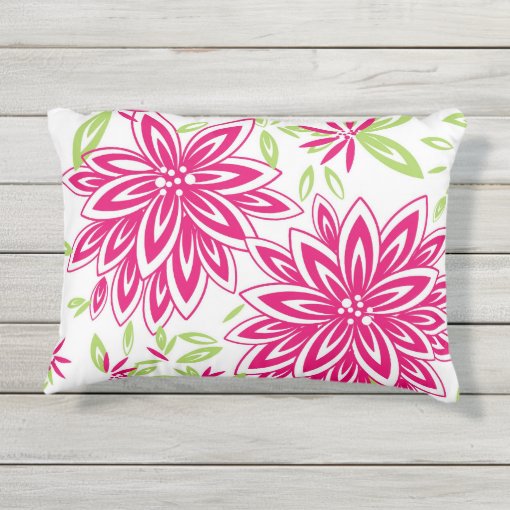 CHIC OUTDOOR PILLOW_PRETTY HOT PINK FLORAL OUTDOOR PILLOW | Zazzle