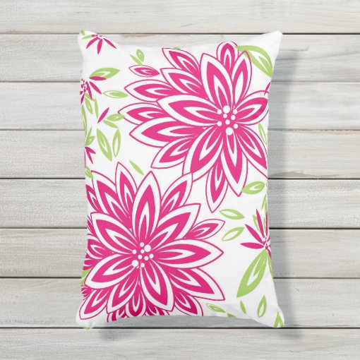 CHIC OUTDOOR PILLOW_PRETTY HOT PINK FLORAL OUTDOOR PILLOW | Zazzle