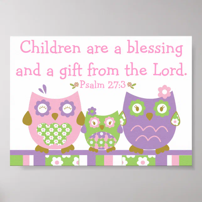 Chic Owls Christian Bible Verse Poster | Zazzle