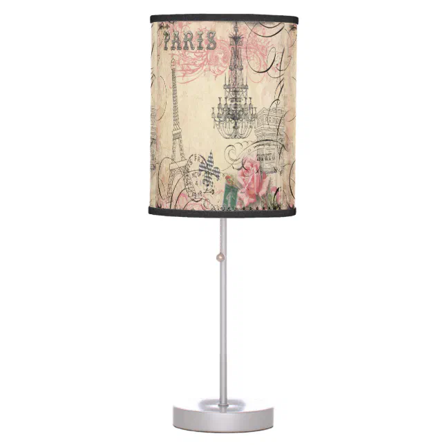 Chic Paris Eiffel Tower & Chandelier Panels Table Lamp | Zazzle