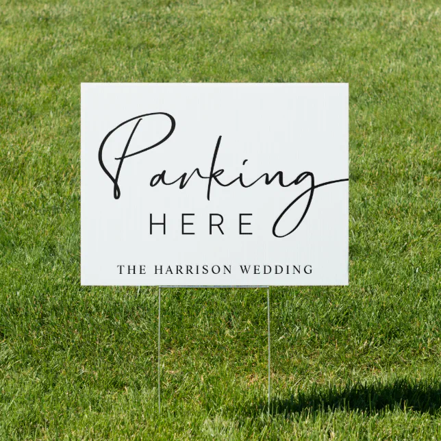 Chic Park Here Wedding Sign | Zazzle