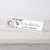 Chic Pastel Floral with Name and Title Desk Name Plate | Zazzle
