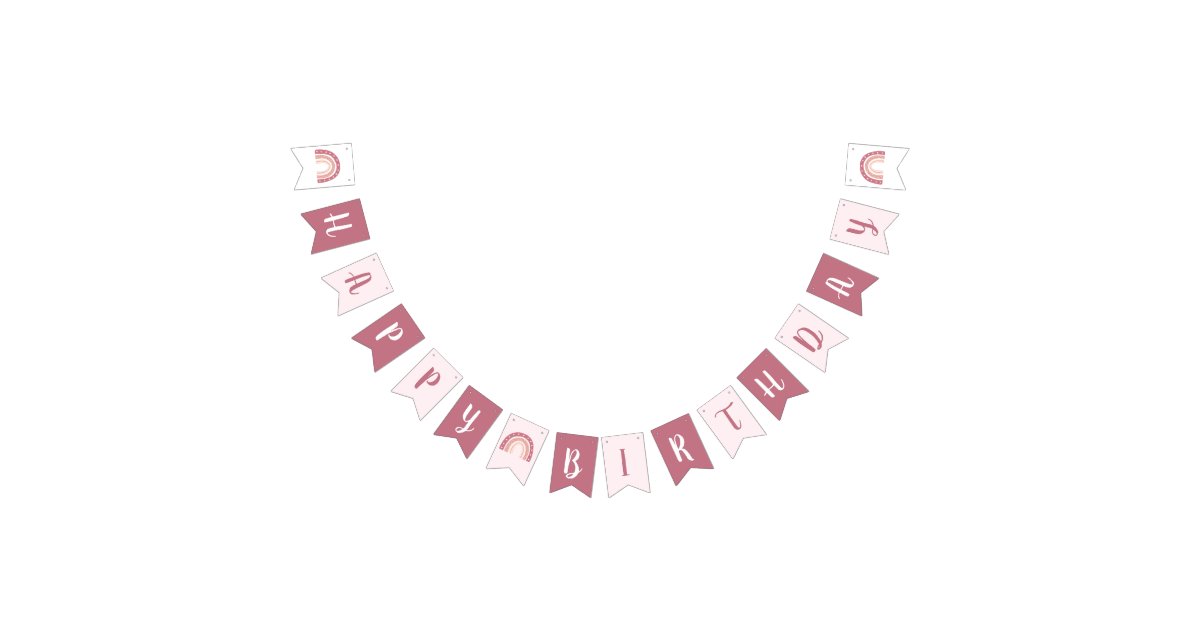 Chic Pastel Pink Rainbow Happy Birthday Bunting Flags | Zazzle
