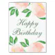 Chic Peach Blush Watercolor Floral Happy Birthday Card | Zazzle