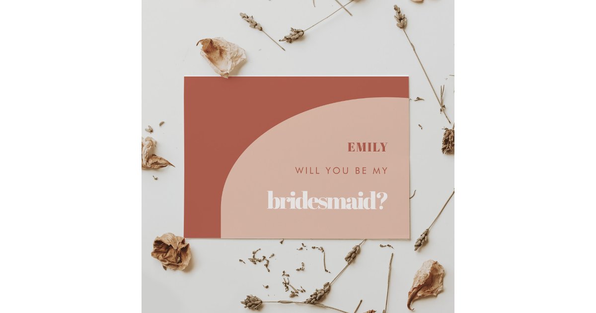 Chic peach terracotta Bridesmaid proposal card | Zazzle