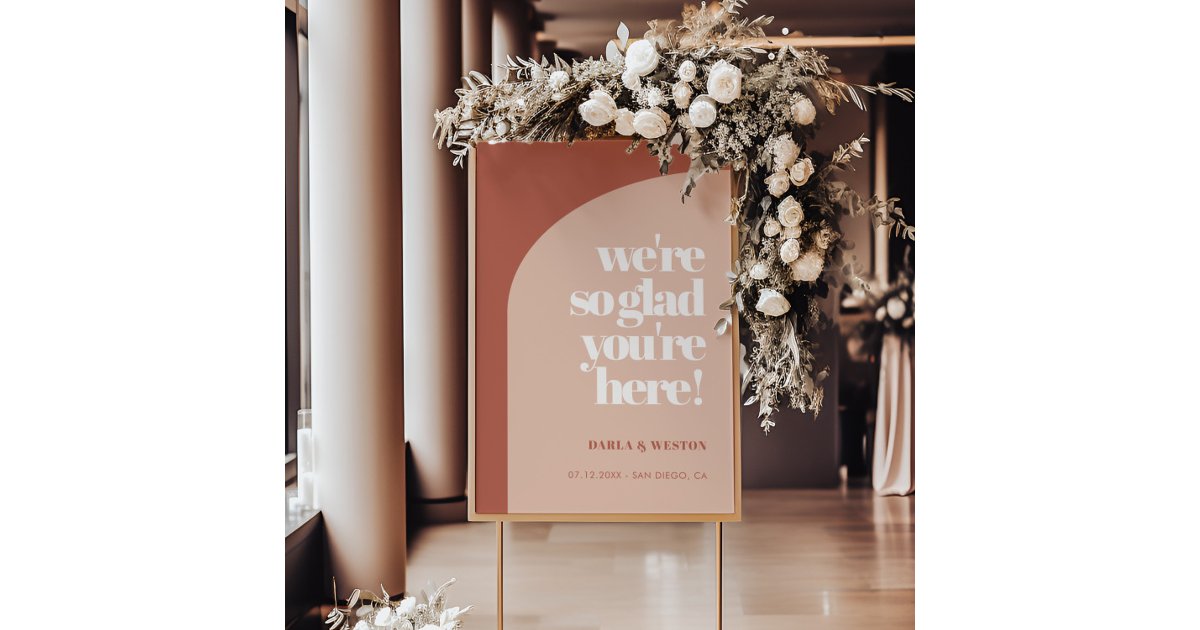 Chic peach terracotta So glad you're here welcome Poster | Zazzle