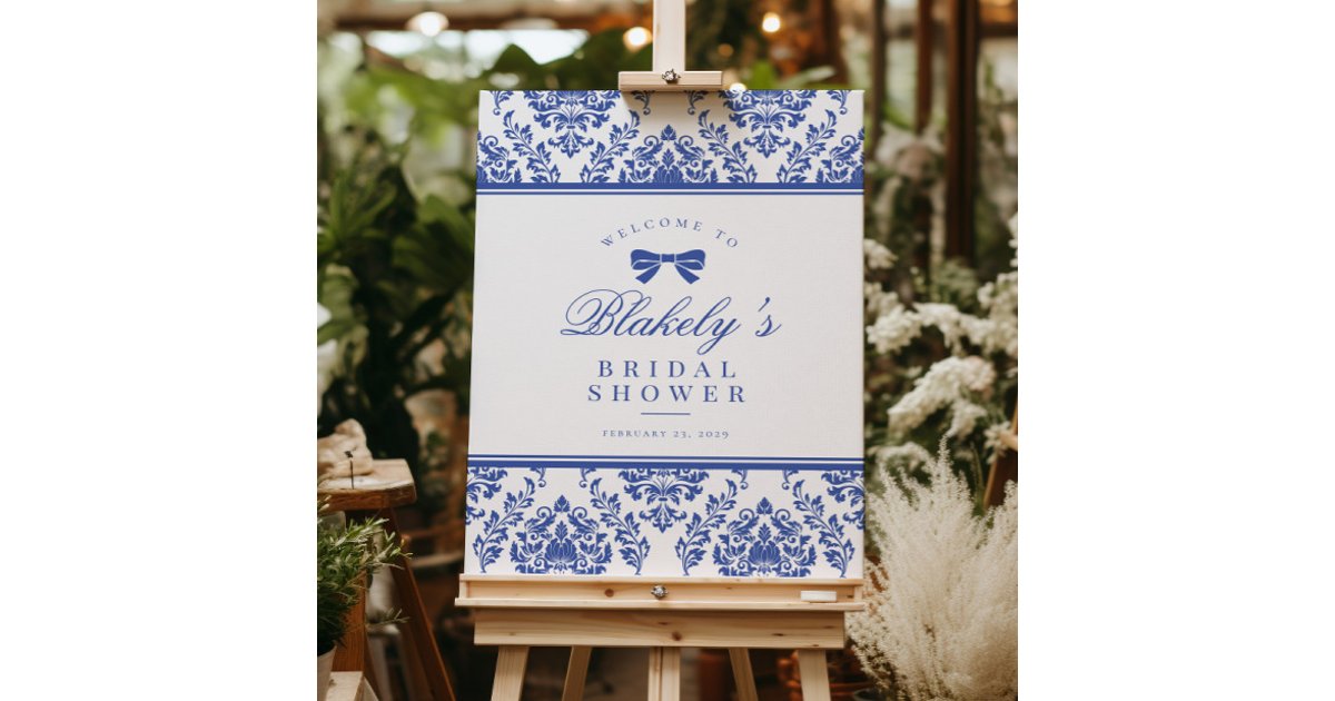 Chic Periwinkle Ribbon Bridal Shower Welcome Sign | Zazzle