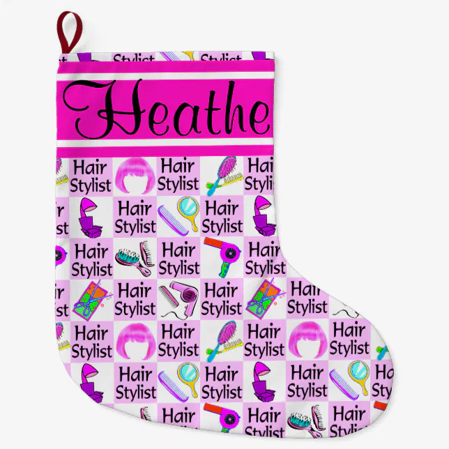 CHIC PERSONALIZED HAIR STYLIST CHRISTMAS STOCKING | Zazzle