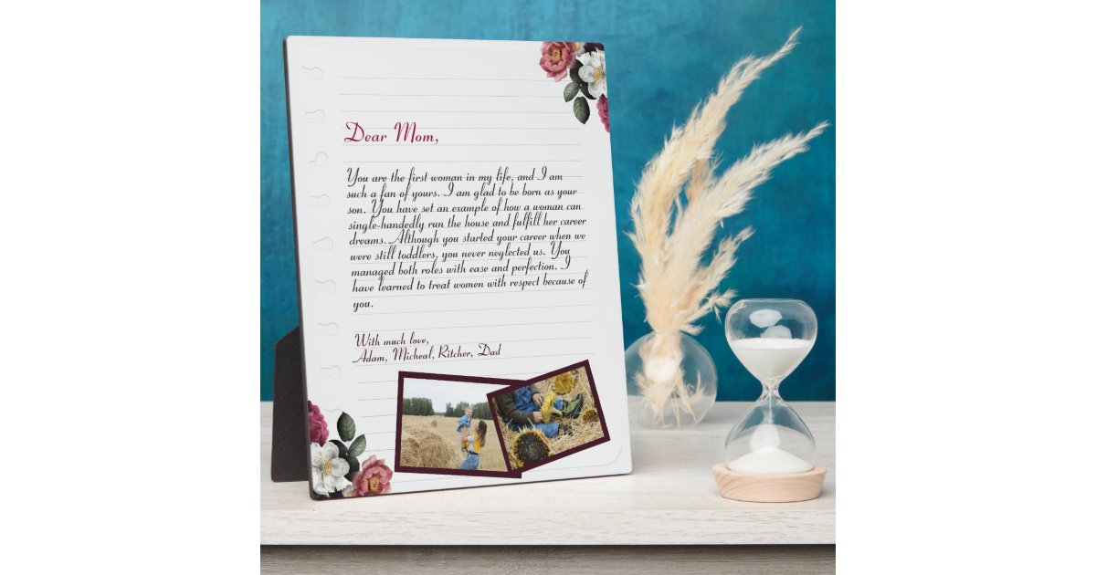Chic Personalized Love Letter Handwritten & Photo Plaque | Zazzle