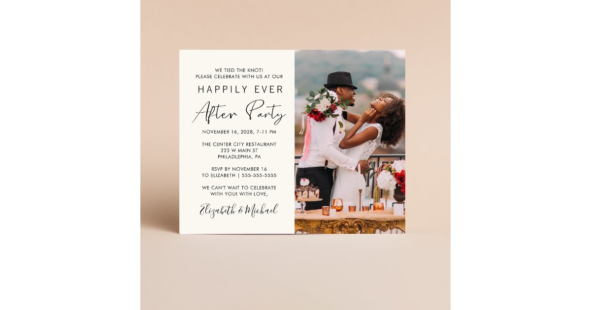 Chic Photo Cream Wedding Reception Invitation | Zazzle