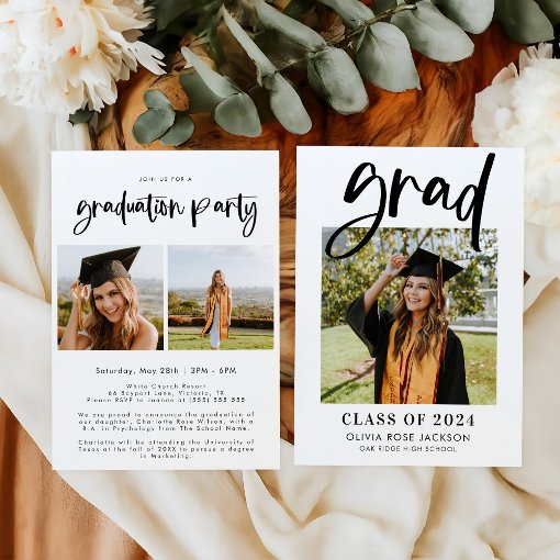 Chic Photo Graduation Party Invitation | Zazzle