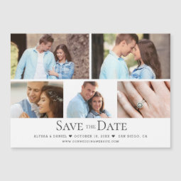 Chic Photo Grid Wedding Save the Date magnetic Magnetic Invitation | Zazzle