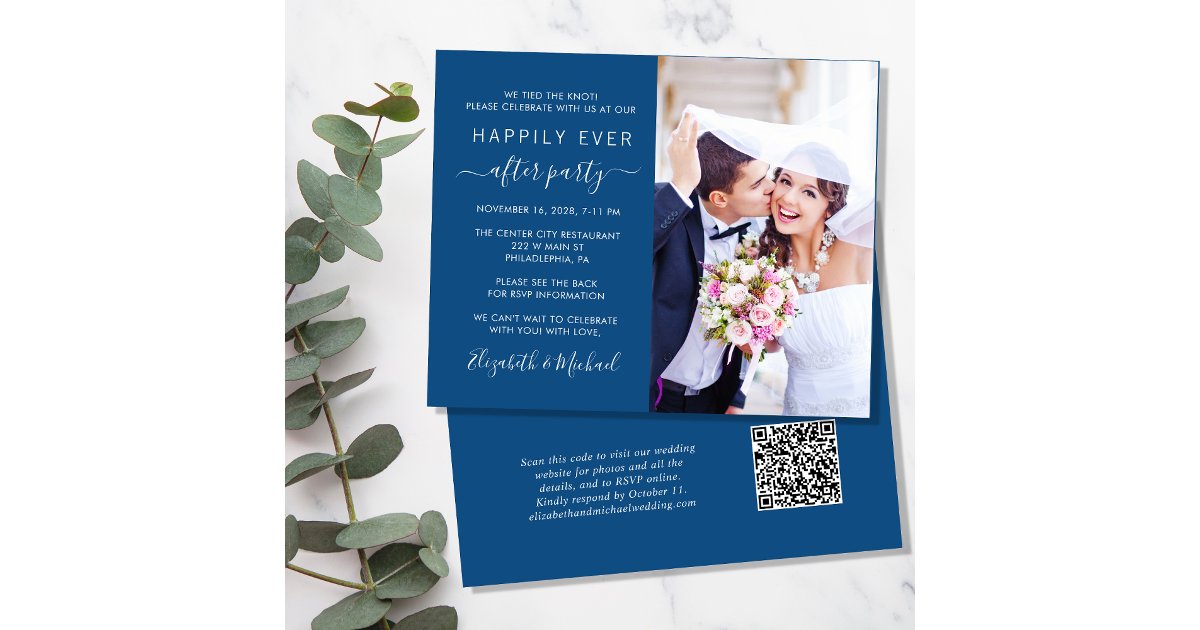 Chic Photo QR Code Wedding Reception Invitation | Zazzle