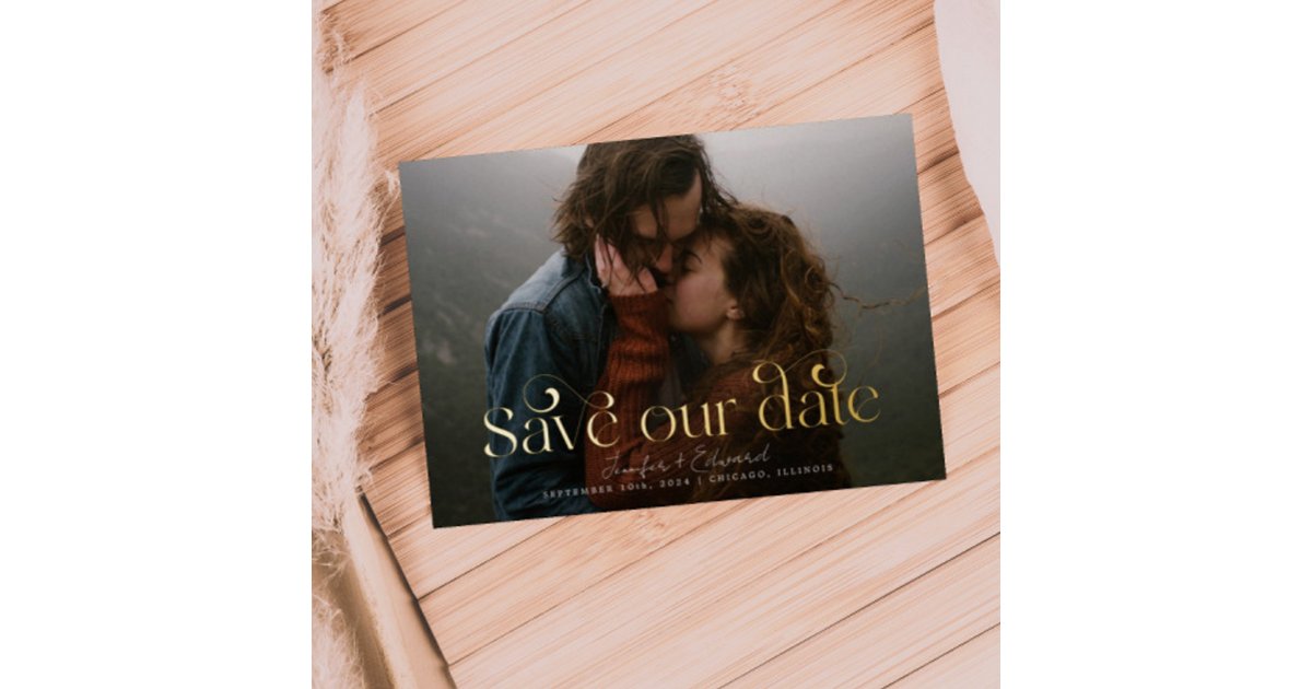 Chic Photo Save Our Date Foil Invitation | Zazzle