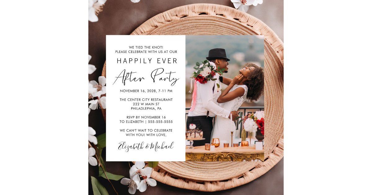 Chic Photo Wedding Reception Invitation | Zazzle