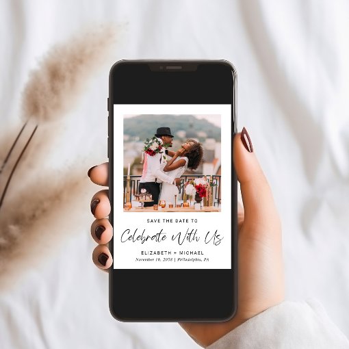 Chic Photo Wedding Reception Save The Date | Zazzle