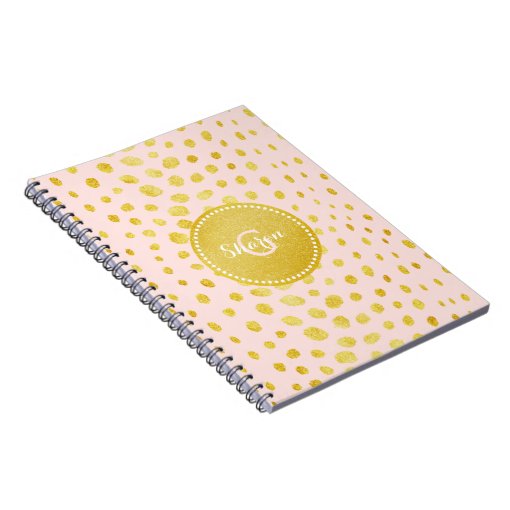 Chic pink faux gold glitter cheetah print monogram notebook | Zazzle