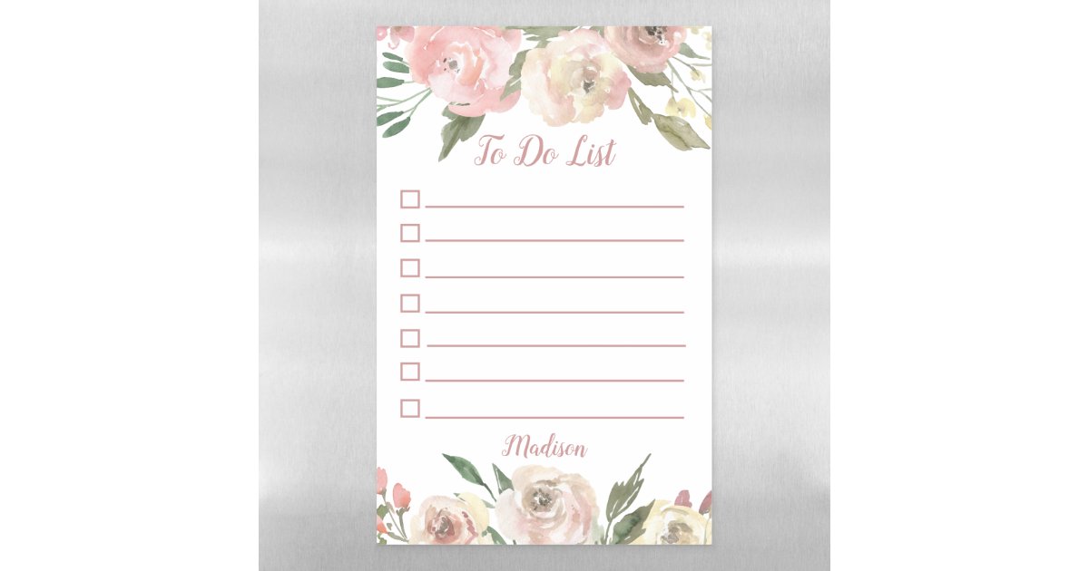 Chic Pink Floral Elegant Wedding To Do List Magnetic Dry Erase Sheet ...