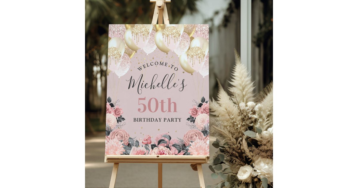 Chic Pink Girly Birthday Party Welcome Sign | Zazzle