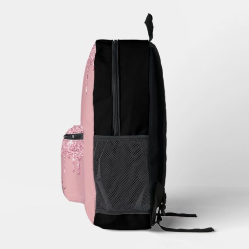 Chic Pink Glitter Custom Printed Backpack | Zazzle