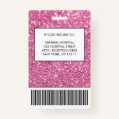 Chic Pink Glitter Photo Logo Employee ID Badge | Zazzle