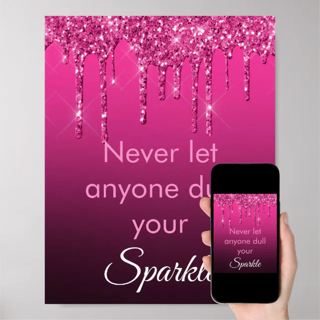 Chic Pink Glitter Sparkle Motivational Luxury Poster | Zazzle