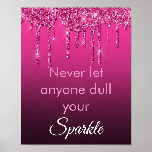 Chic Pink Glitter Sparkle Motivational Luxury Poster | Zazzle