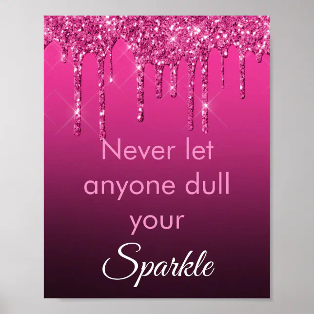 Chic Pink Glitter Sparkle Motivational Luxury Poster | Zazzle