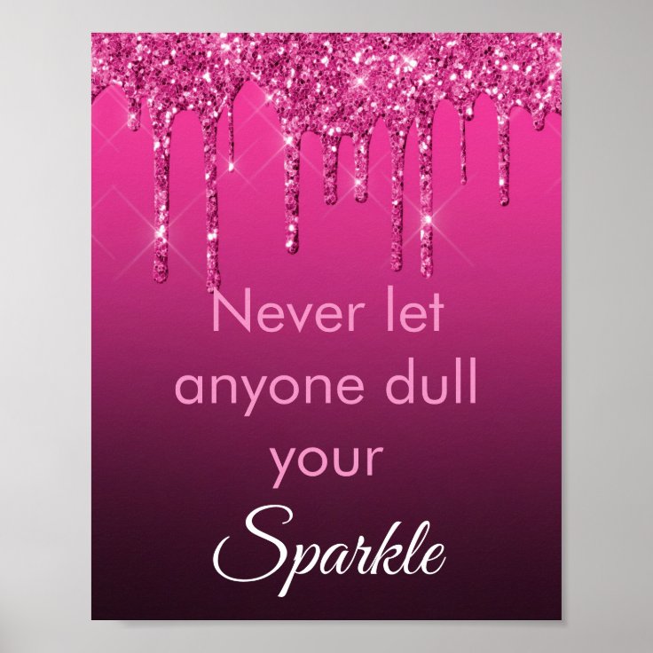 Chic Pink Glitter Sparkle Motivational Luxury Poster | Zazzle