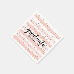 Chic Pink & Gold Striped Graduate Party Napkins | Zazzle