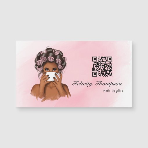 Chic Pink Hair Stylist QR Code | Zazzle