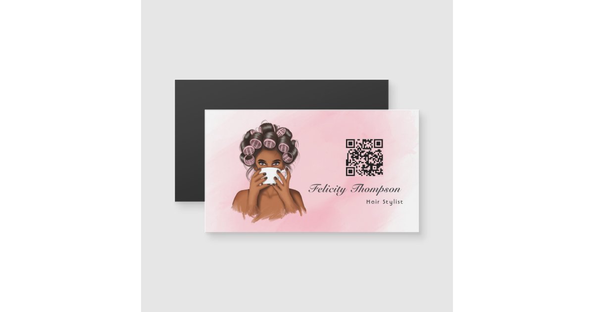 Chic Pink Hair Stylist QR Code | Zazzle