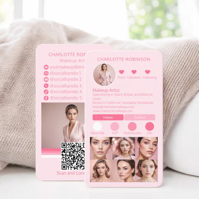 Chic Pink Makeup beauty Social Media Influencer Business Card | Zazzle