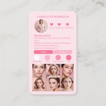 Chic Pink Makeup beauty Social Media Influencer Business Card | Zazzle