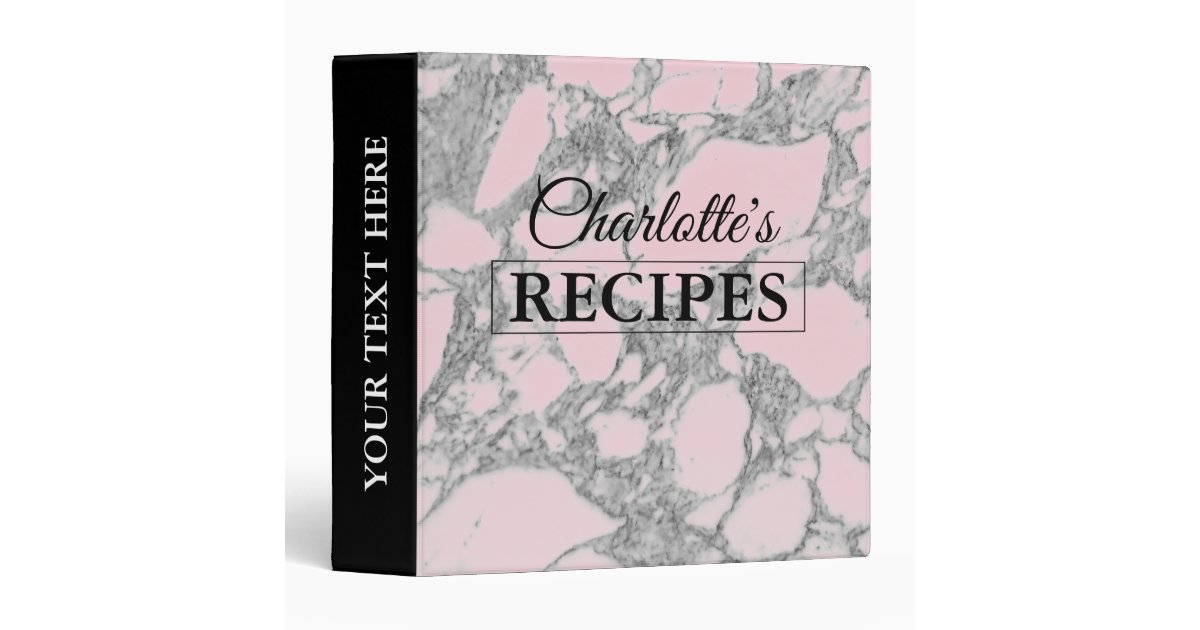 Chic pink marble stone kitchen recipe binder book | Zazzle