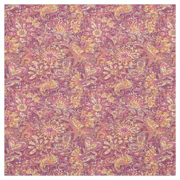 Colorful Paisley Pattern Fabric | Zazzle